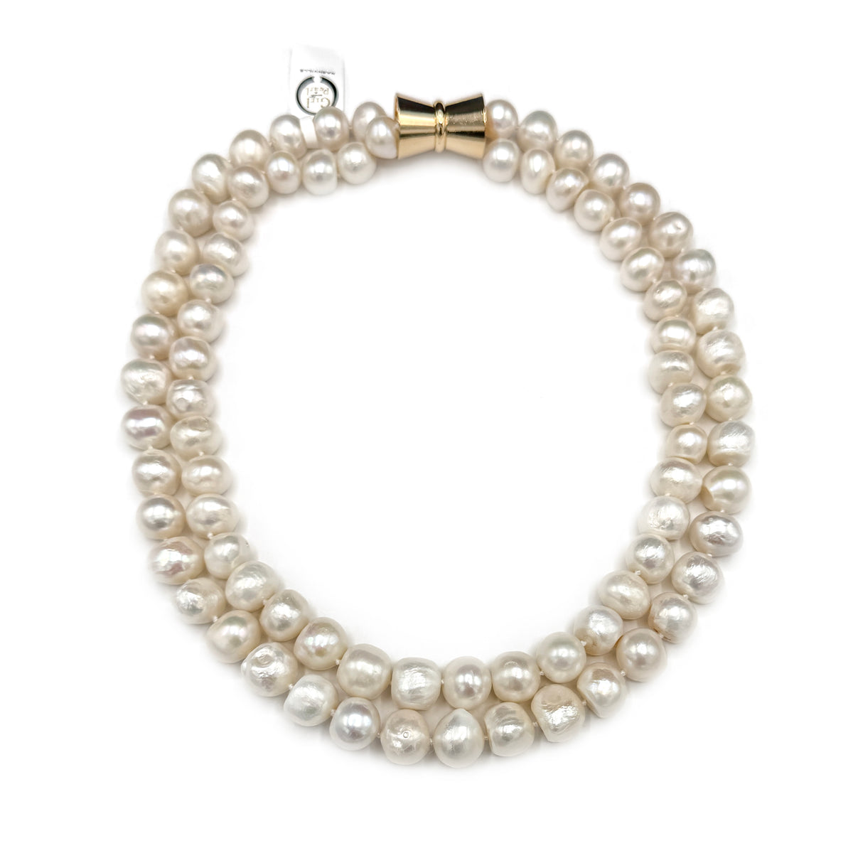 101-01-G | WHITE BAM BAM DOUBLE STRAND (ON GOLD) – Girl With A Pearl ...